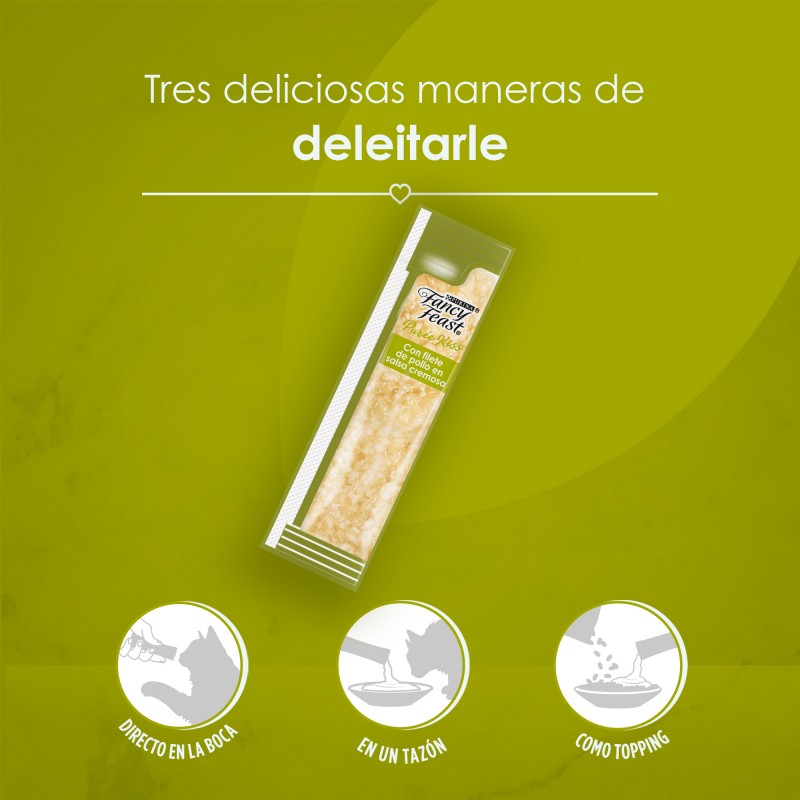 Snack liquido Gato Fancy Feast Puree Kiss Pollo 40grs 40185 2,690.00