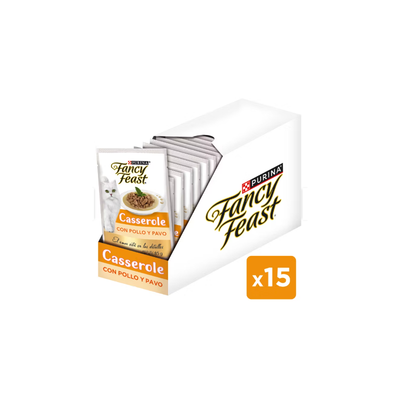 Pack Fancy Feast Pouch Casserole Gato Pollo y Pavo 15 x 85grs 41225...