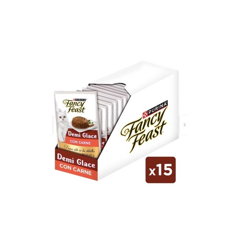 Pack Fancy Feast Pouch Gato Demi Glace Carne 85g x 15 41227 19,990.00