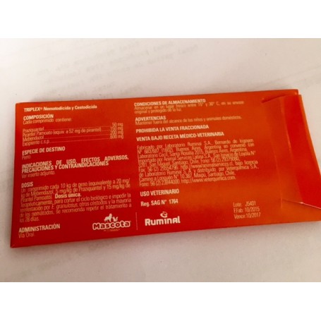 Antiparasitario Triplex 4 Comprimidos 34668 4,990.00